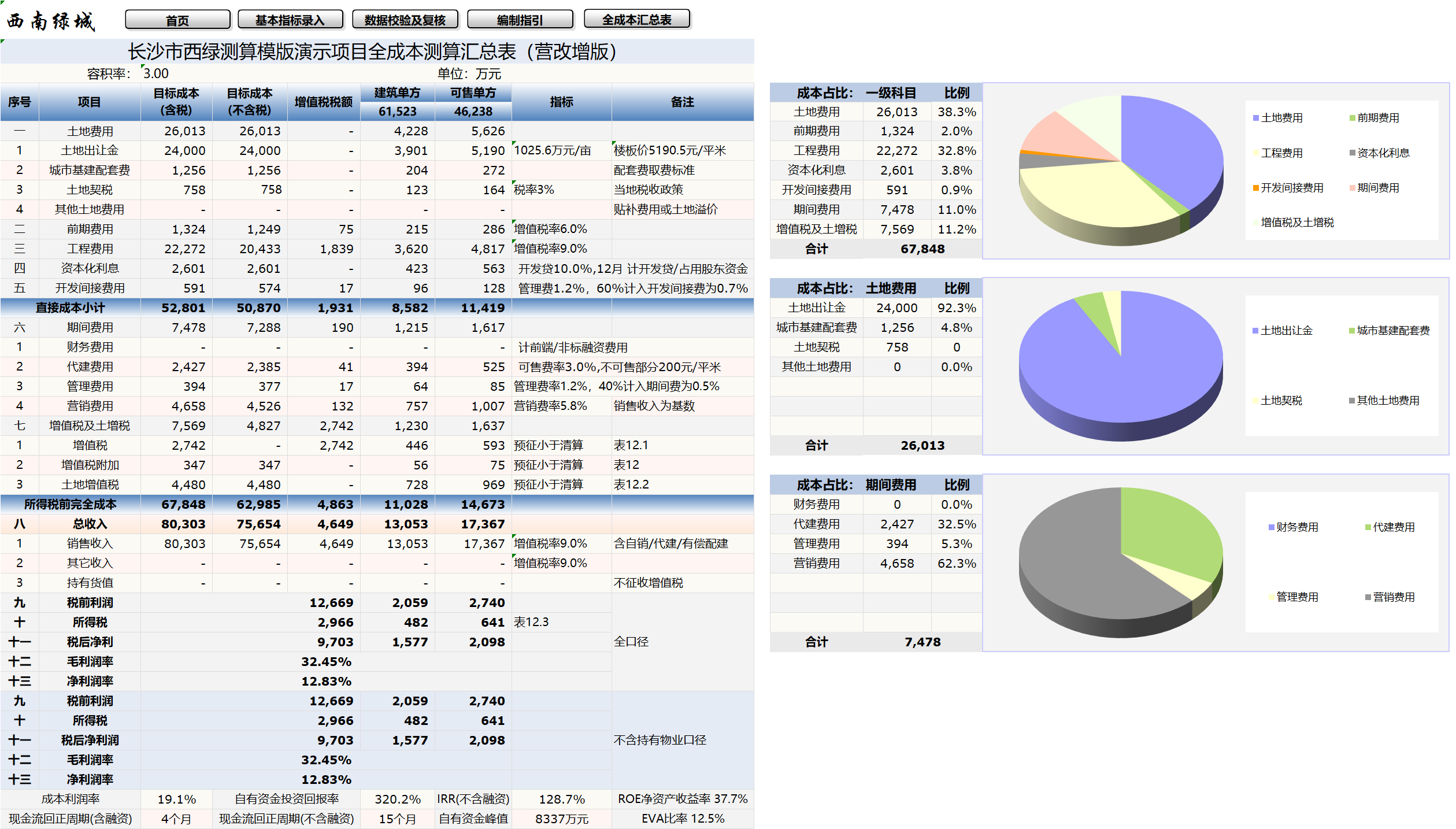 XLCS房产项目全成本测算模板V5.0下载